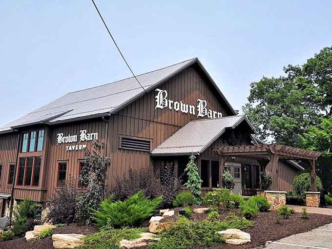 That Gothic lettering on a barn somehow works perfectly, like Johnny Cash deciding to open a restaurant.
