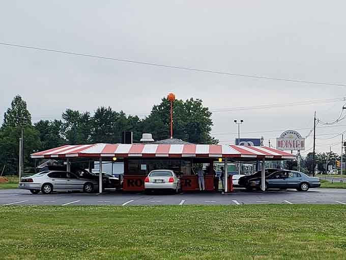 That red and white striped canopy has been sheltering hungry drivers since the Truman administration, and it's still going strong.