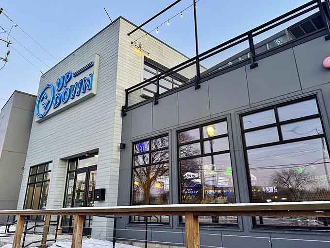 That glowing blue sign isn't just calling you in, it's practically singing a siren song of nostalgia and craft beer.