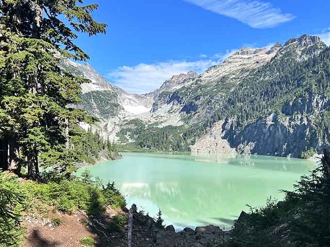 That first glimpse of turquoise water through the trees makes every switchback worth the effort.