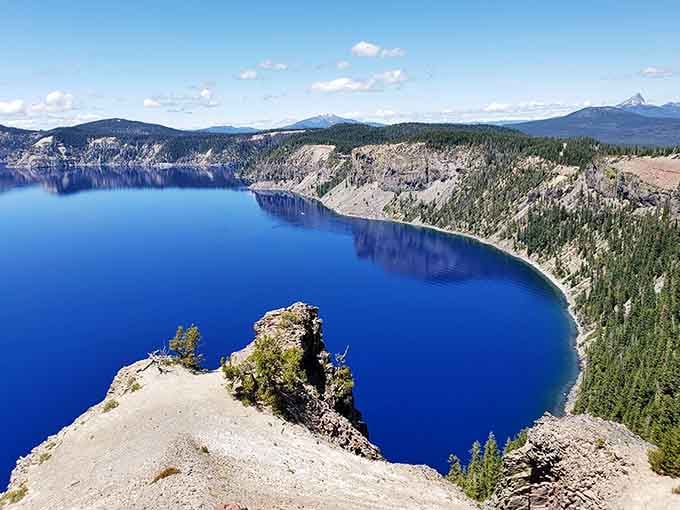 Standing at the rim of this volcanic crater feels like peering into the world's most spectacular punch bowl.