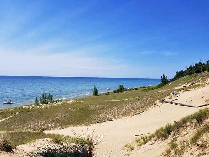 Those rolling dunes meet Lake Michigan like nature's own amphitheater, where the only performance is pure tranquility.