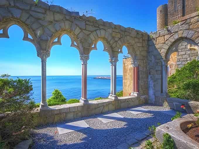 Those checkered stone floors and soaring arches make Hammond Castle feel like a Game of Thrones set piece.