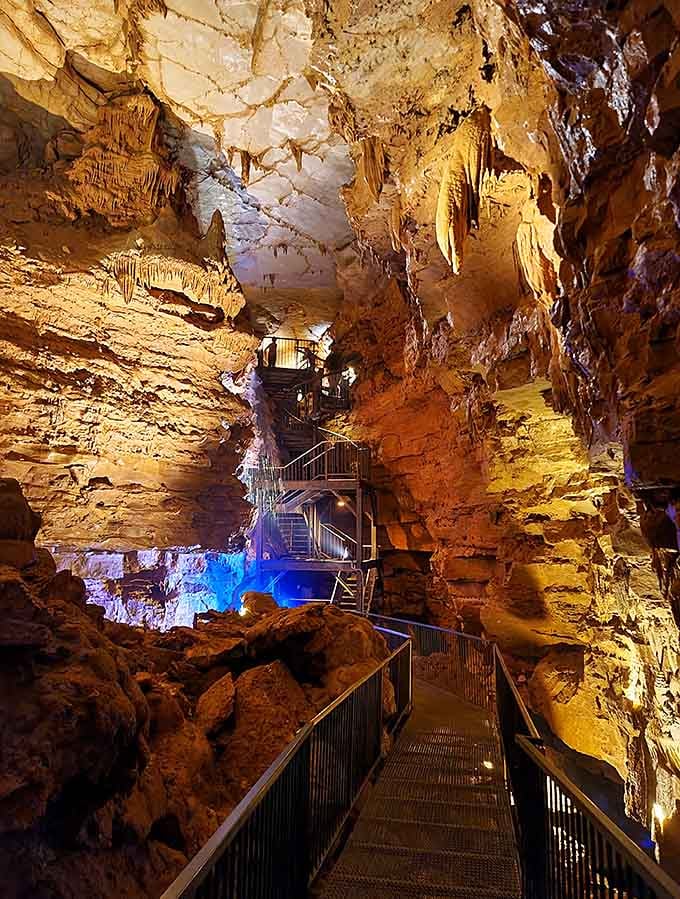 That electric blue pool steals the show, reflecting stalactites like a mirror made for underground royalty and adventurous tourists.