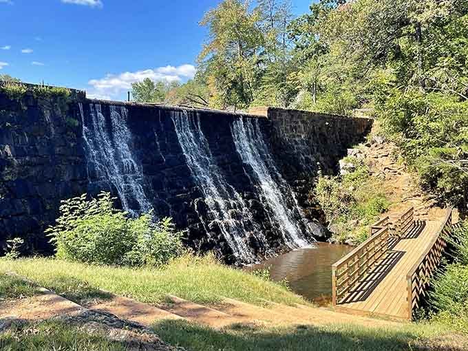 Under blue skies, this historic spillway creates multiple waterfalls that'll make you forget you're just minutes from town.
