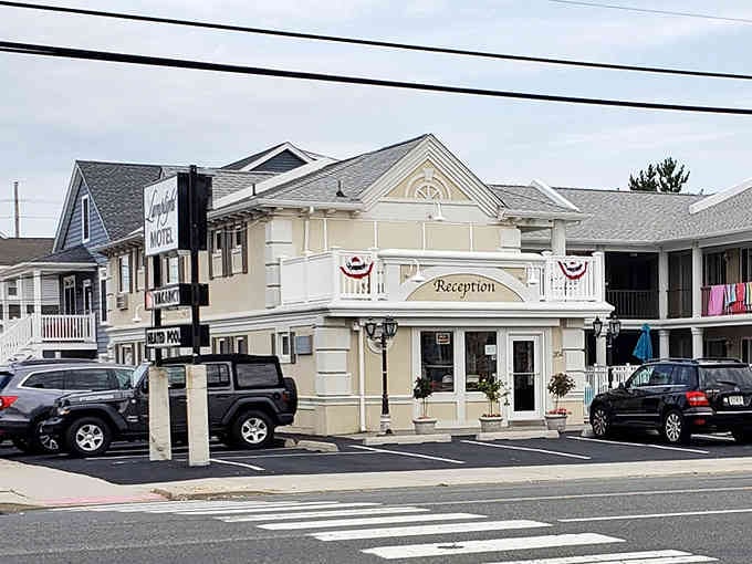 Classic beach town architecture with patriotic bunting reminds you why summers here never go out of style.