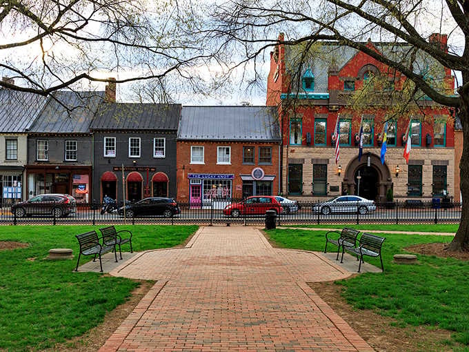 The town square invites you to sit, relax, and remember when life moved at a gentler pace.