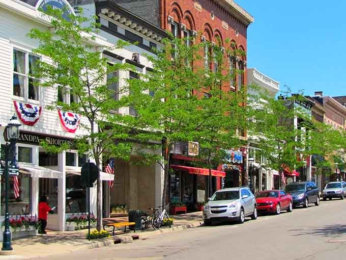 Tree-lined streets and patriotic bunting create a scene straight from a Norman Rockwell painting come to life.