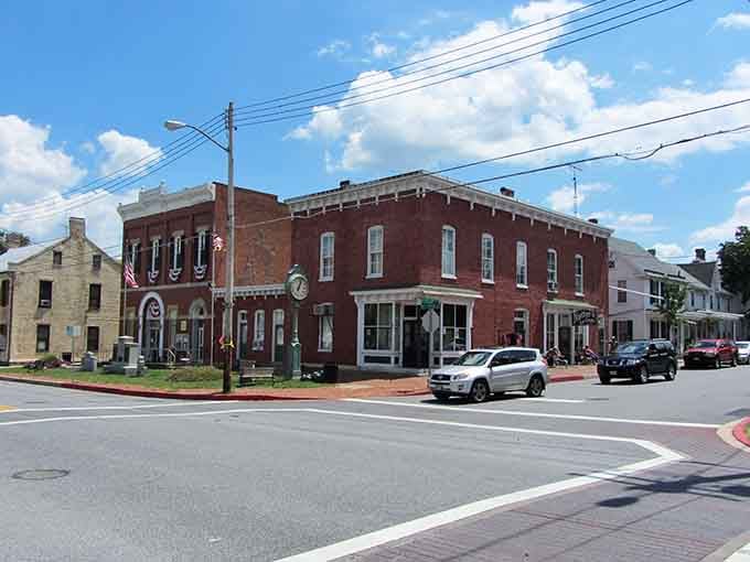 Downtown Sharpsburg's historic brick buildings line up like old friends waiting to share their stories over sweet tea.