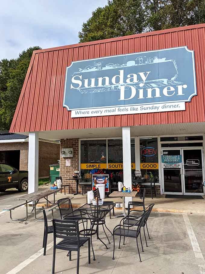 "Where every meal feels like Sunday dinner" isn't just clever marketing—it's a promise written across red metal.