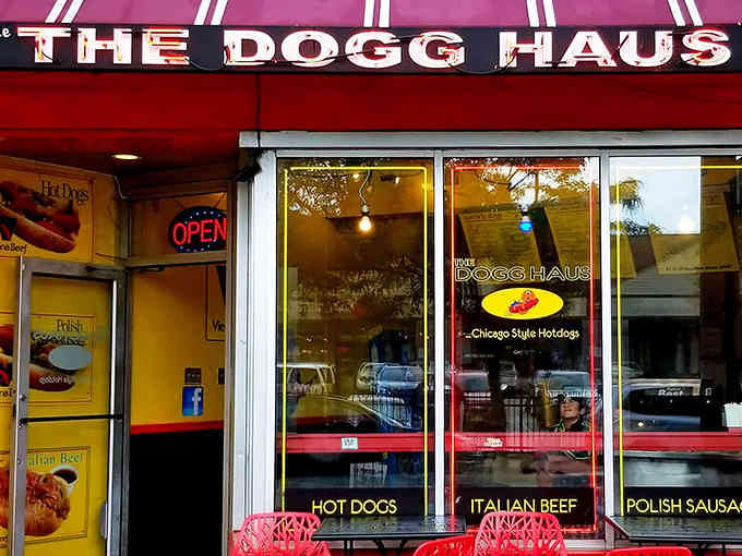 Those cheerful yellow walls inside promise happiness, and the neon "OPEN" sign delivers on that promise beautifully.