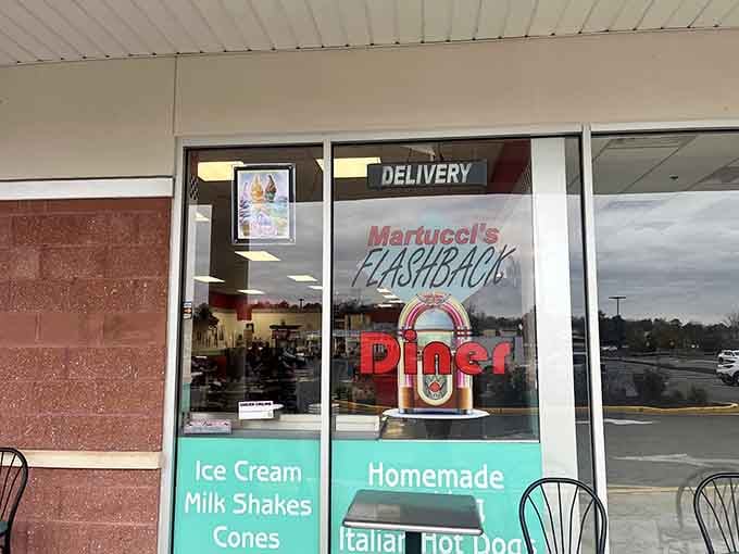 The windows practically glow with retro charm, inviting you to step back into a simpler time.
