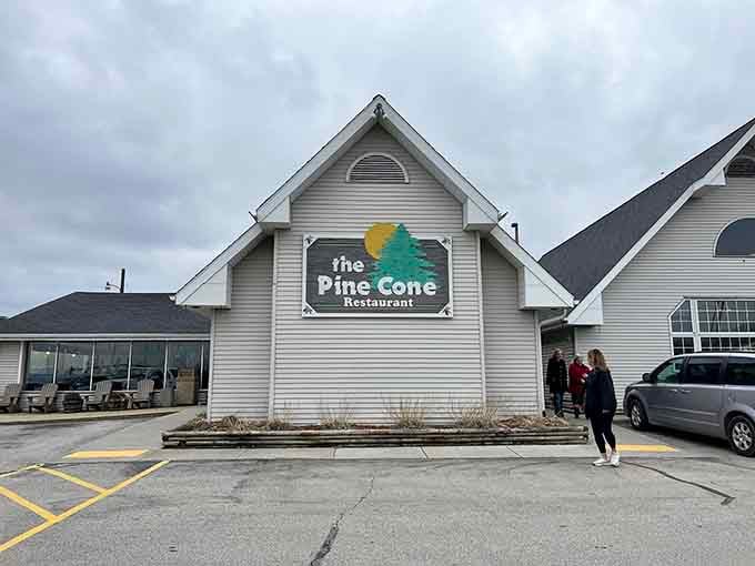 Even on a cloudy day, the Pine Cone Restaurant looks like the warmest place in Johnson Creek.