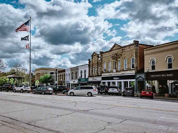 Main Street USA called, and Chagrin Falls answered with historic storefronts, American flags, and genuine small-town soul.