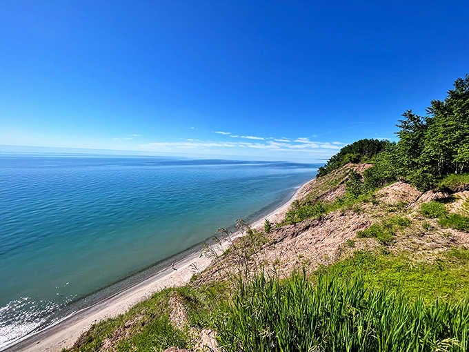 Lake Michigan showing off its best Caribbean impression, proving you don't need a passport for paradise-level views.