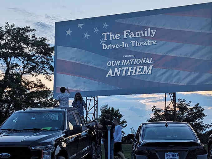 The national anthem before the show? Now that's a tradition worth standing for, even from your truck bed.