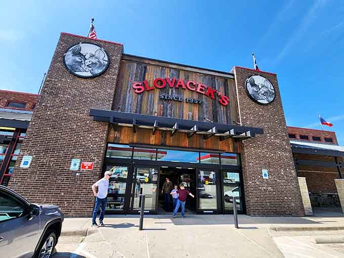 The welcoming entrance beckons travelers with promises of fresh-baked kolaches and authentic Czech specialties waiting inside.