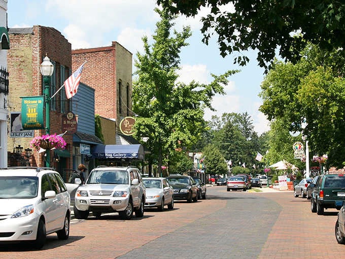 Tree-lined streets and charming shops make this downtown feel like a Norman Rockwell painting come to life.