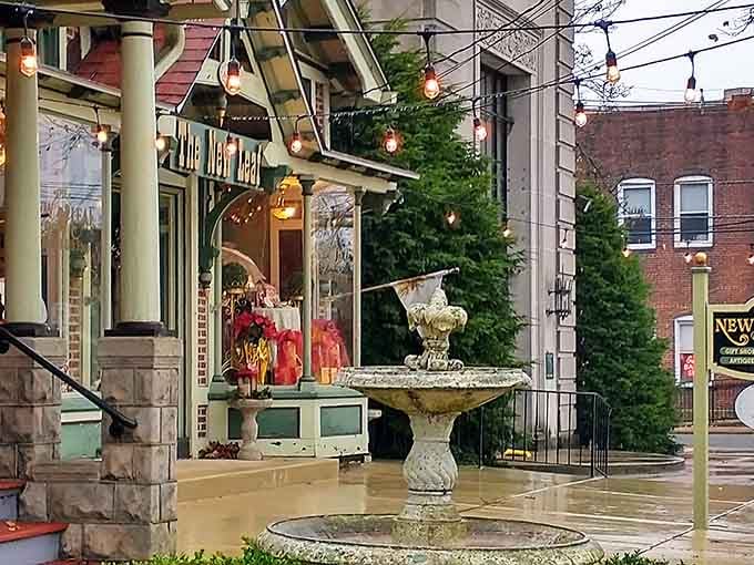 Even the fountain outside whispers promises of the refined experience waiting within those historic walls.