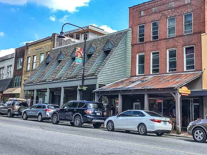 Downtown architecture tells stories in brick and mortar, where character costs nothing but attention to appreciate fully.