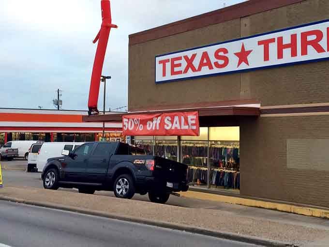 Even the exterior screams Texas-sized ambition, because why settle for a regular thrift store when you can have a superstore?
