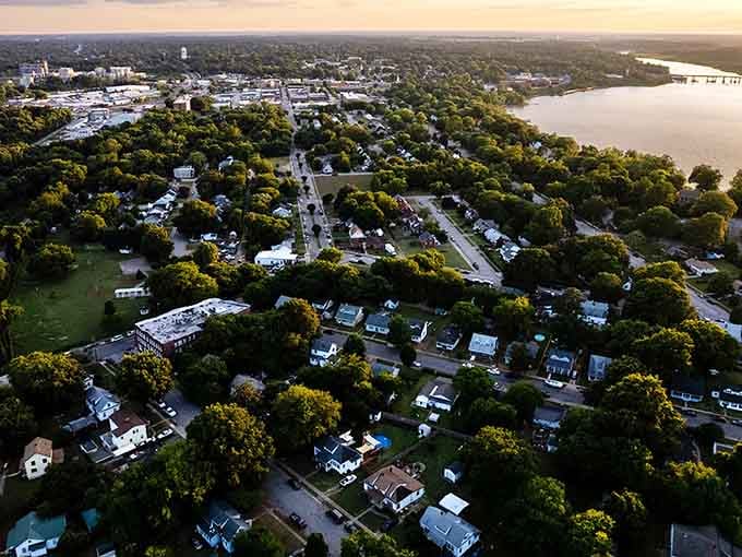 Golden hour over Hopewell reveals a city where trees outnumber traffic jams and stress takes a vacation.