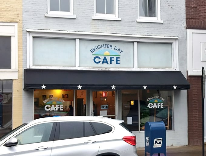 Stars frame the entrance to this time-traveling cafe where every day feels like Saturday morning.