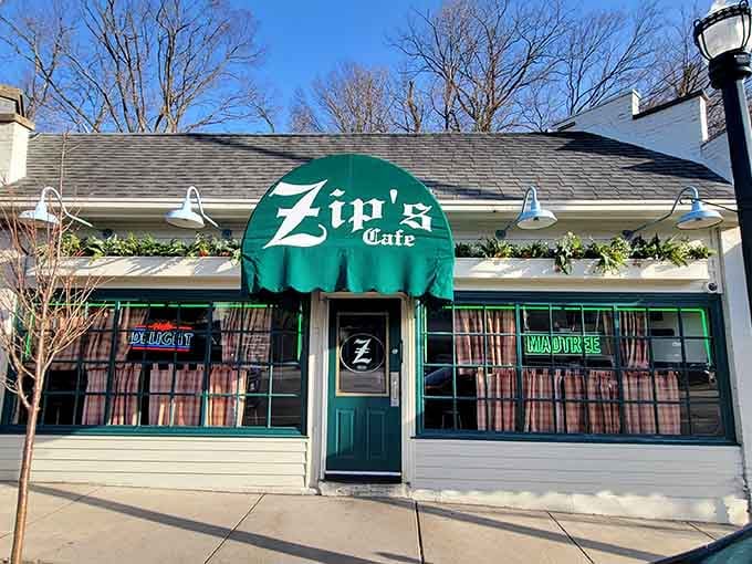 Even in winter, this cozy corner cafe beckons with promises of warmth, comfort, and ridiculously oversized burgers.