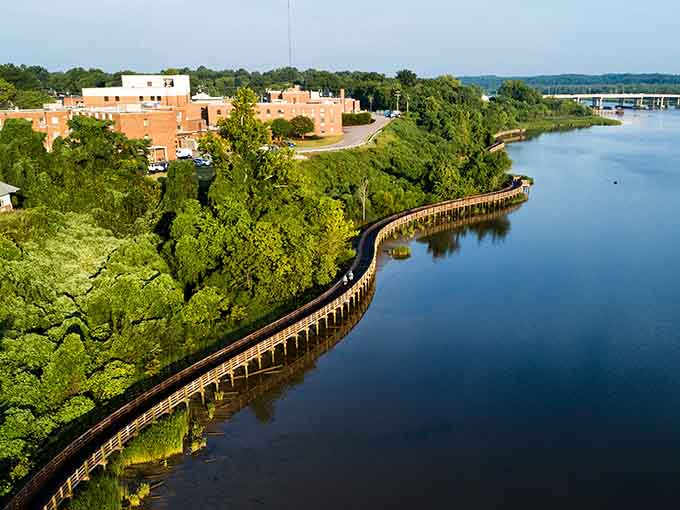 The Appomattox River Trail curves along the water, offering million-dollar views on a zero-dollar budget.