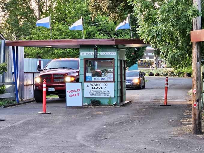 The ticket booth looks like it could've sold admission to see James Dean, and honestly, that's exactly the point here.