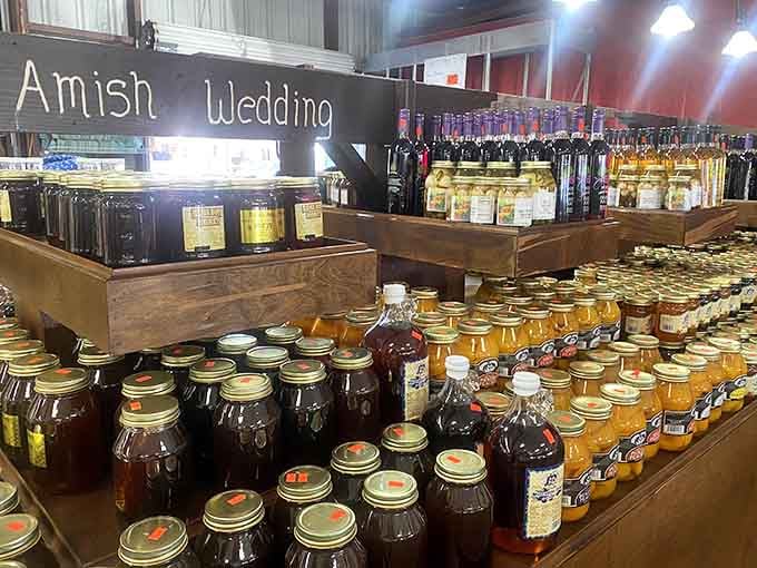 Rows of Amish preserves and honey that'll make your pantry look like a country store catalog.