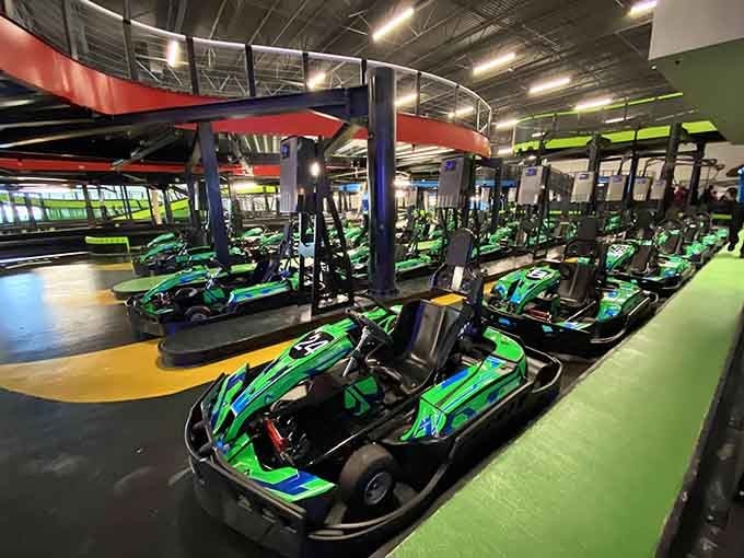 Those sleek green and black karts aren't just for show—they're your ticket to living out every racing fantasy.