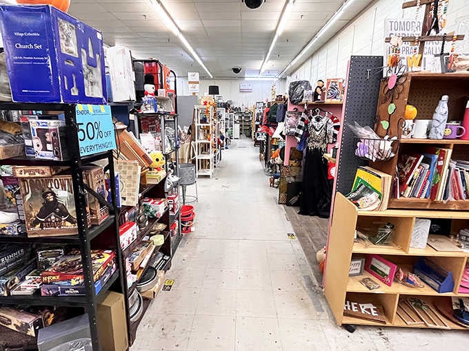 Every aisle reveals new surprises, from church sets to vintage collectibles stacked floor to ceiling with purpose.