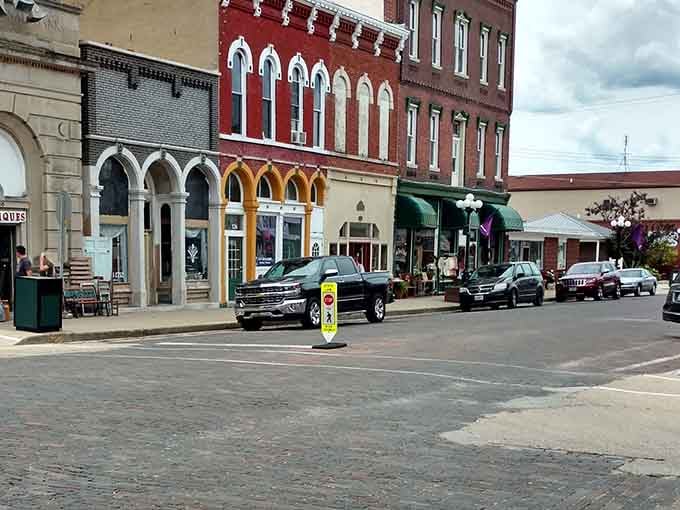 Main Street architecture that makes you want to slow down and actually window shop for once.