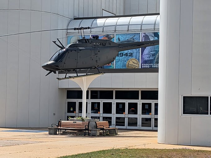That helicopter hovering above the entrance isn't going anywhere, but your excitement level definitely is once you step inside.