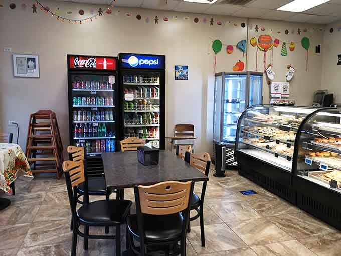 Simple tables, cheerful decorations, and pastry cases full of temptation&mdash;everything a proper bakery should be.