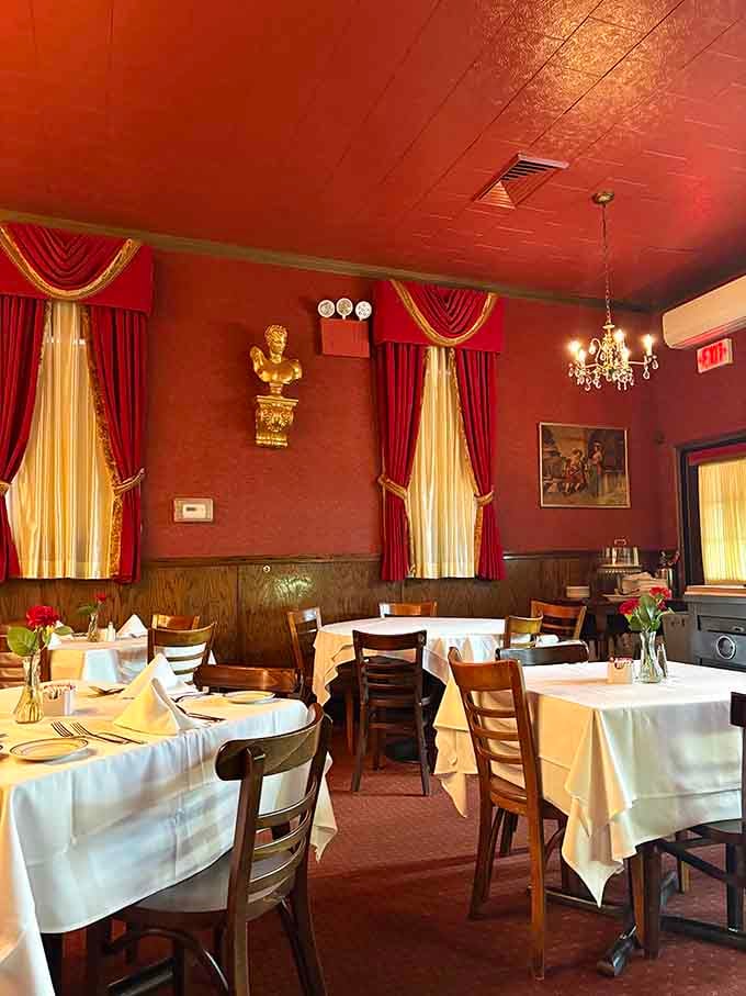 Step inside and the deep red walls embrace you like a warm hug from someone's Italian grandmother.