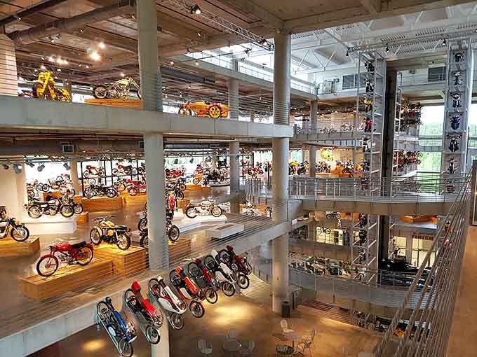 Five floors of motorcycle magnificence stacked like the world's most impressive automotive layer cake you've ever seen.
