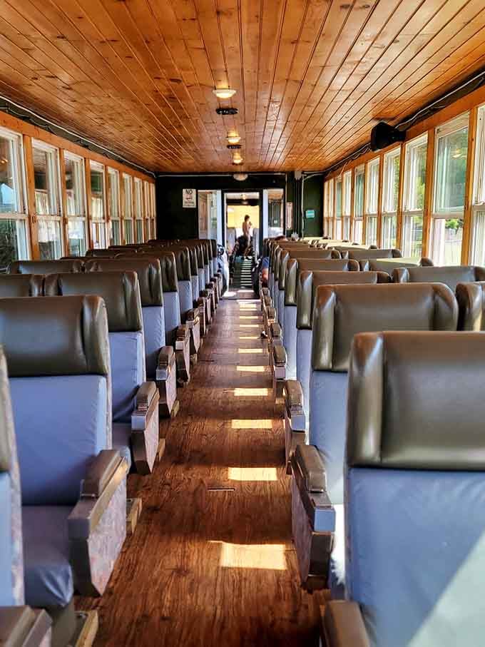 Vintage coaches with wooden ceilings and actual legroom? Someone remembered how travel should feel.