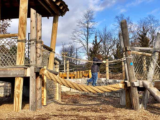 Rope courses that challenge without terrifying parents, a delicate balance this playground has absolutely nailed perfectly.