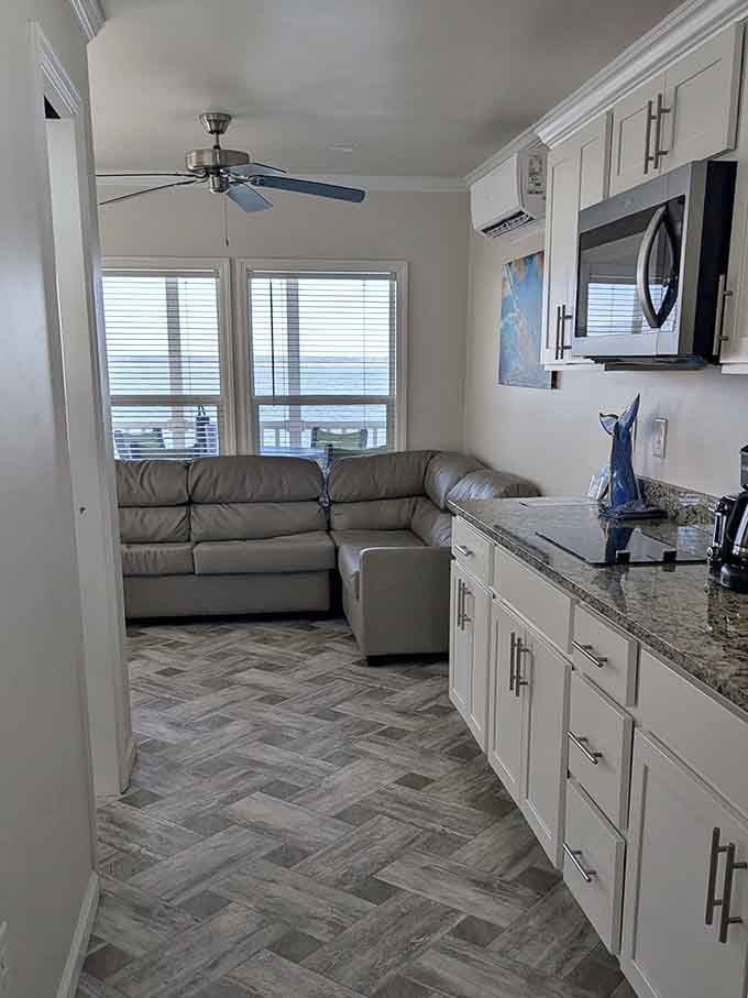 Inside, you'll find everything you need without the clutter, like a perfectly organized floating studio apartment.