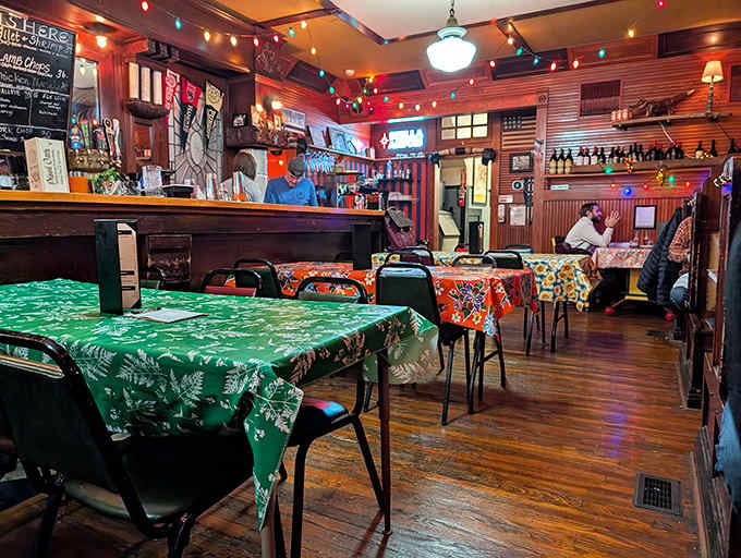 Inside feels like your eccentric uncle's rec room if he had impeccable taste and a liquor license.
