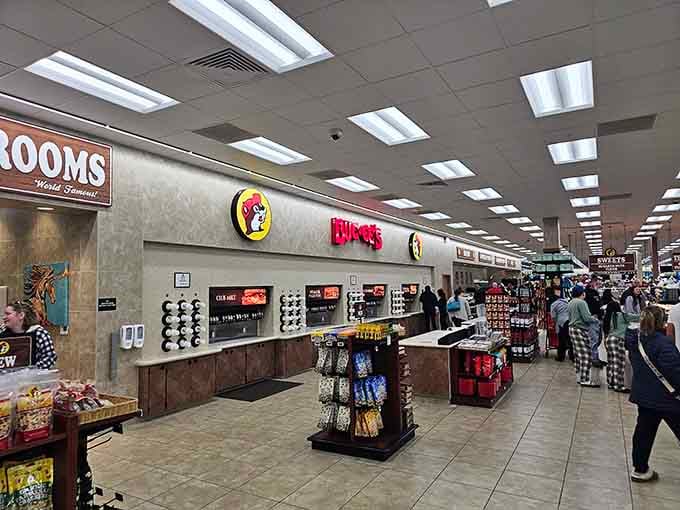 Inside, the gleaming aisles stretch endlessly like a retail wonderland where gas stations finally got their act together.