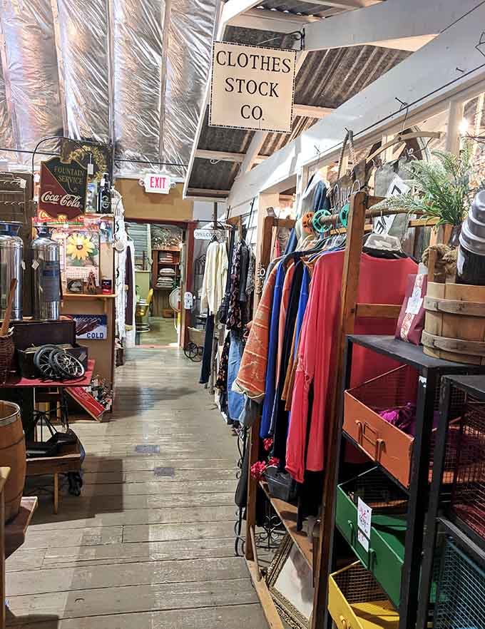 Aisles overflow with decades of style, from vintage clothing to collectibles your grandmother would recognize.