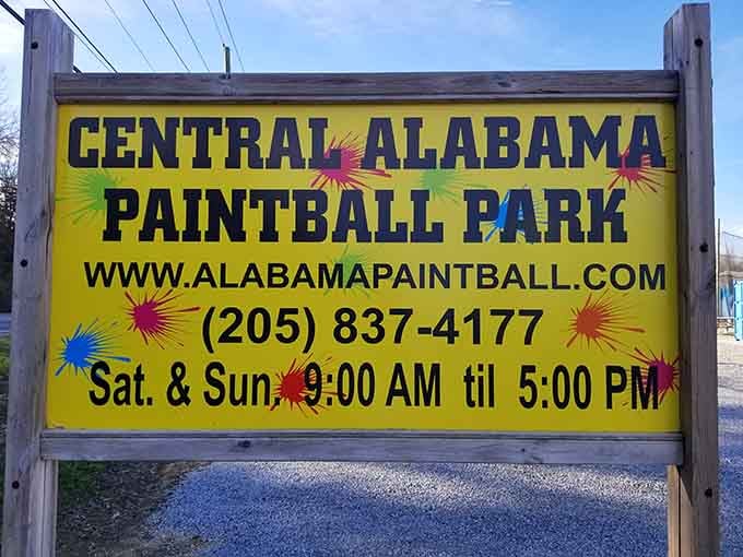That bright yellow sign is your gateway to adventure, proving the best weekends start with questionable decisions.
