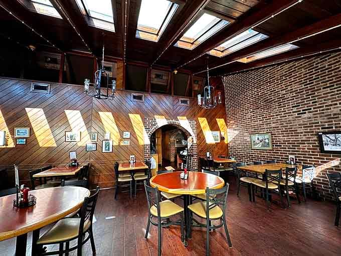 Those skylights transform the dining room into a cathedral of comfort food, minus the uncomfortable pews.