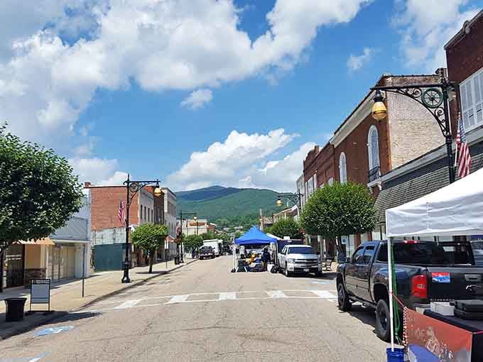 Downtown Covington on a summer day&mdash;where the mountains frame every view and parking spots actually exist.