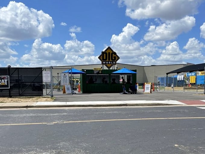 The entrance to Dig World looks like a construction site, which is exactly the point of this brilliant concept.
