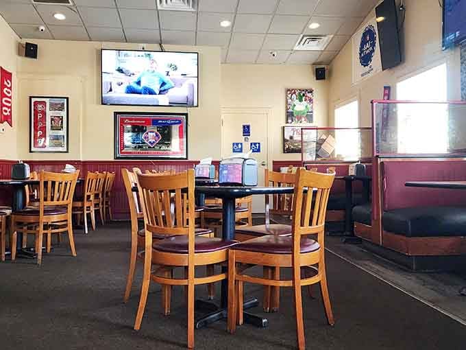 Classic tavern comfort meets serious sports-watching territory—booths that have witnessed countless game-day celebrations and friendly debates over the years.