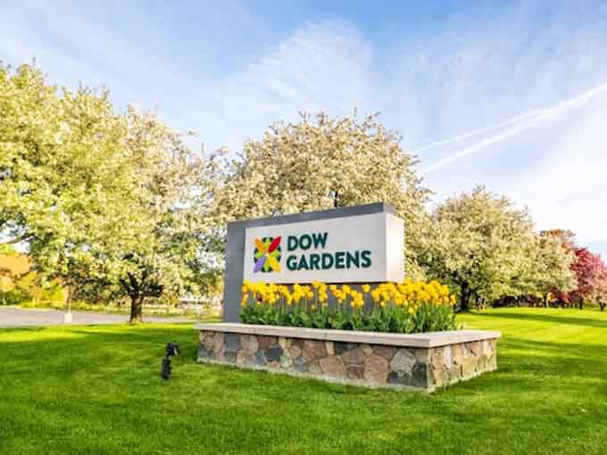 The entrance welcomes you with cheerful tulips, nature's way of saying "you're going to love it here."